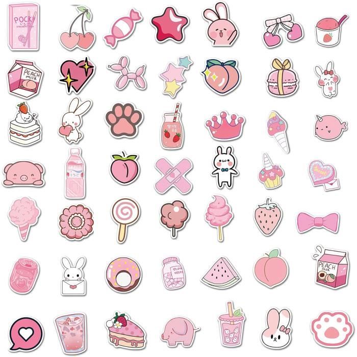 Autocollant Kawaii Stickers Set, 50 Pièces Autocollant Aesthetic Pvc ...
