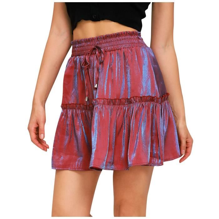 JUPE - KILT Mode féminine douce couleur unie taille haute pli serrure ...