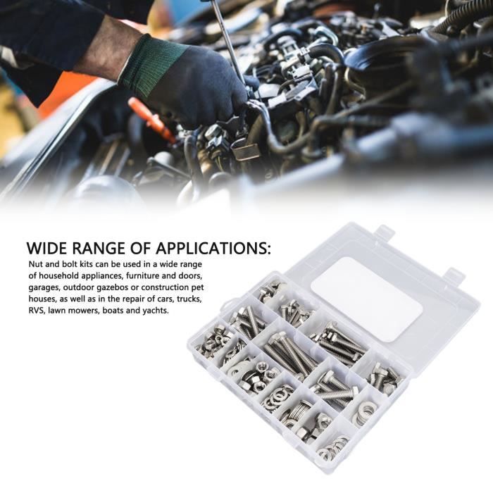 ZJCHAO Kit d'assortiment de boulons et d'écrous Kit de 246 Rondelles D'écrous à Vis Hexagonales ...