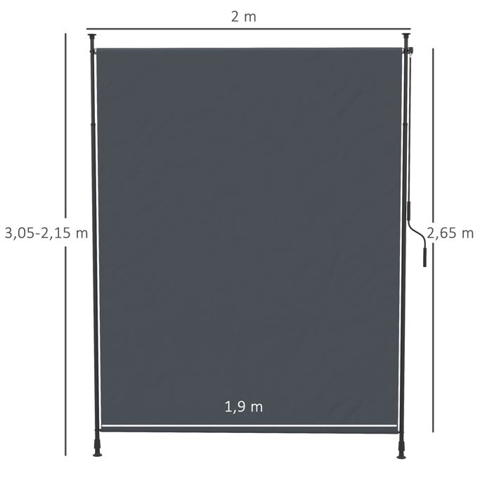 Store vertical - Outsunny - avec manivelle - sans perçage - protection ...
