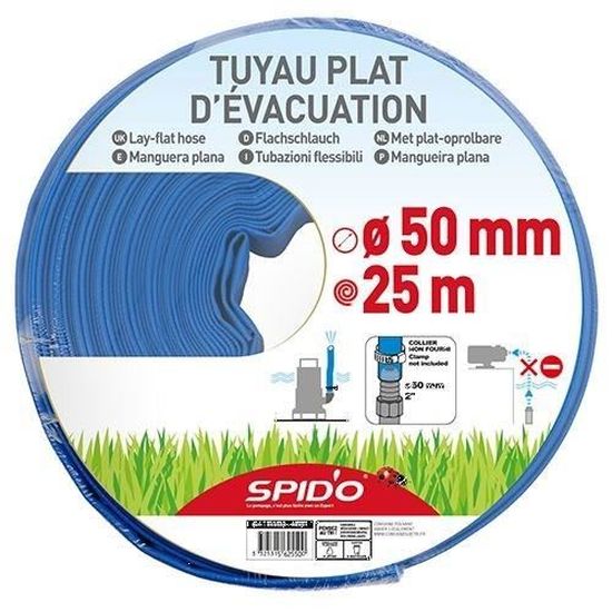 Tuyau plat d'évacuation - SPIDO - 25 m - Ø 50 mm - 4 bars - Cdiscount ...