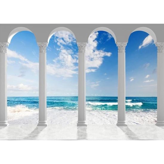 Papier Peint Intissé Mural Colonnes De Mer Moderne Toison Salon Chambre ...