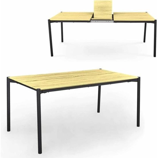 Table à manger extensible en bois et métal rallonge papillon 8 ...