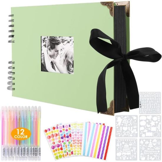 Album Photo Scrapbook Spirale 80 Pages Noires Diy Scrapbooking Album Avec 2 Coins Photo 6 ...