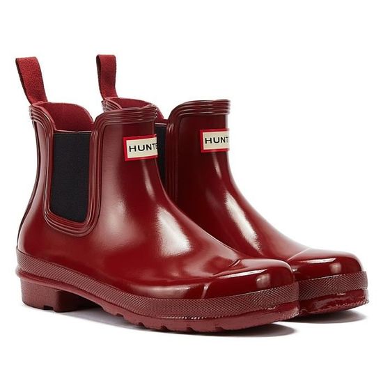 Hunter Original Chelsea Bottes Rouge Fonce / Noir Pour Femmes - EU 39 ...