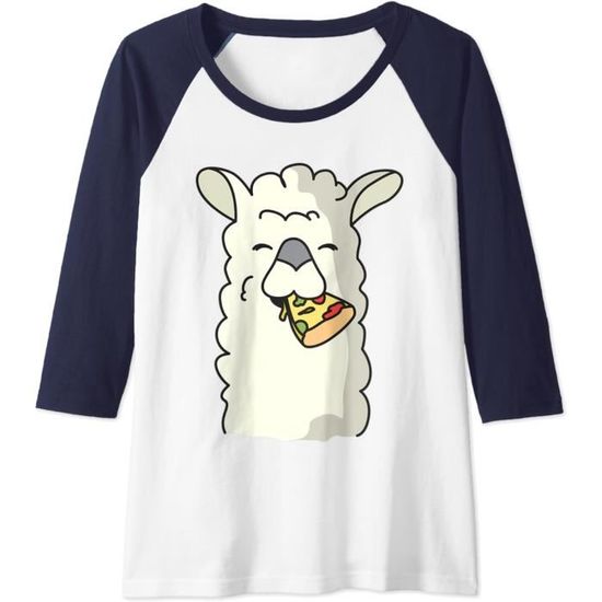 Lama Mangeant Une Pizza Drôle D'Alpaga Pizza Alimentaire Manche Raglan ...