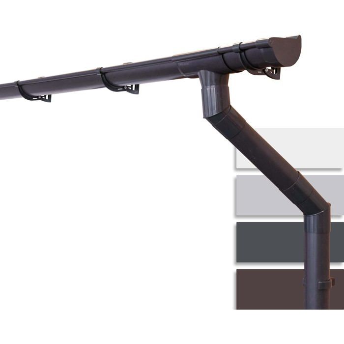 INEFA 3m Gutter Kit 100mm PVC Semi-Circular Dark Brown 1 Side Roof14 ...
