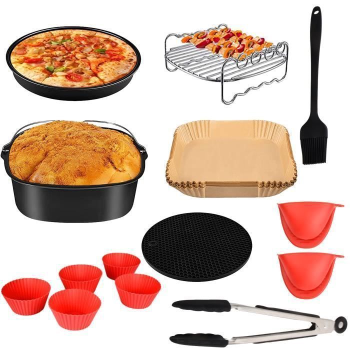 Ensemble Accessoires Friteuse à Air - Carré - 8 Pouces - Acier au ...