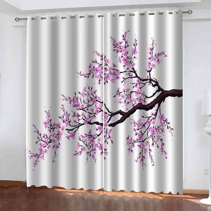 Rideau Occultant Isolant Thermique Motif De Vigne Fleur Violette ...
