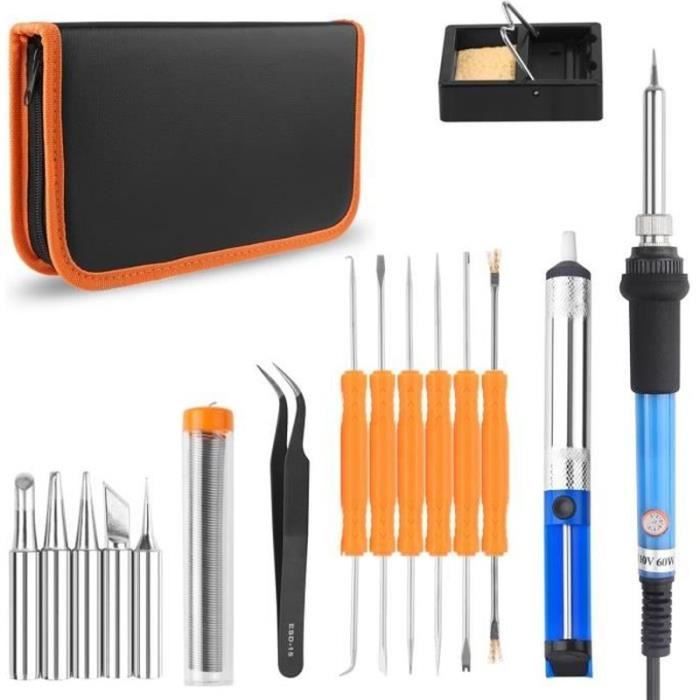 Kit de fer à souder à température réglable portable FER A 60W Electronique SOUDER Etain KIT ...