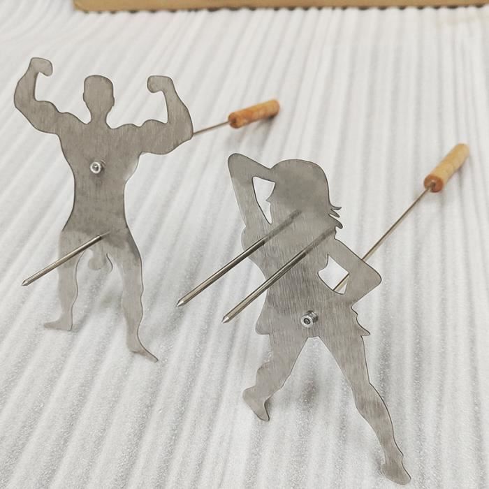 Barbecue,Bâton de rôtissoire en acier pour hot dog,fourche pour feu de ...