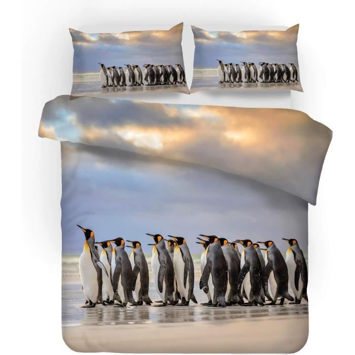 Parure De Lit Pingouin Housse De Couette Plongée Mignon Peluche Bébé,1 ...