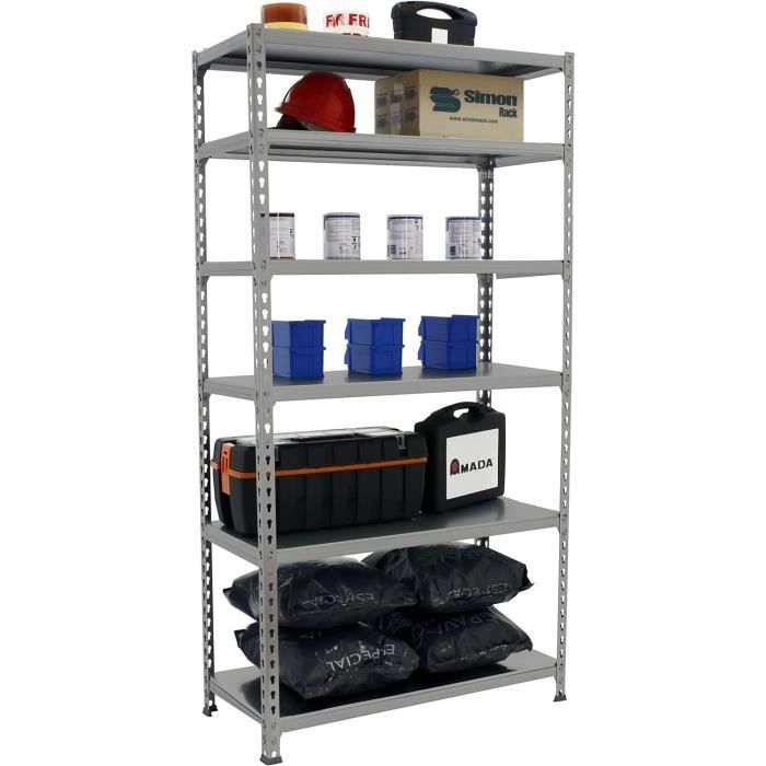 Étagère Métallique Sans Vis Simonclick Megaplus 6-400 2500 Gris-Gris[n655] - Cdiscount Maison