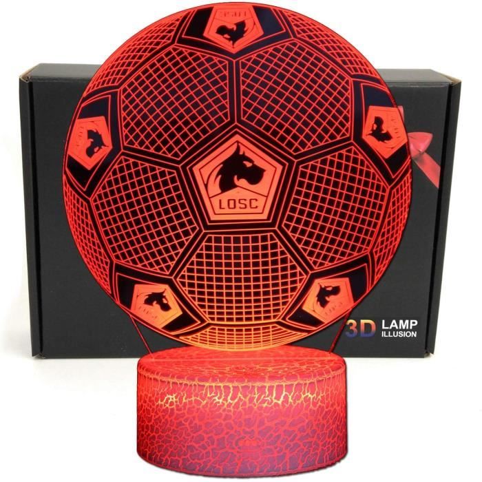Football Forme 3D Illusion Optique Intelligent 7 Couleurs Led Night Light Lampe De Table Avec ...