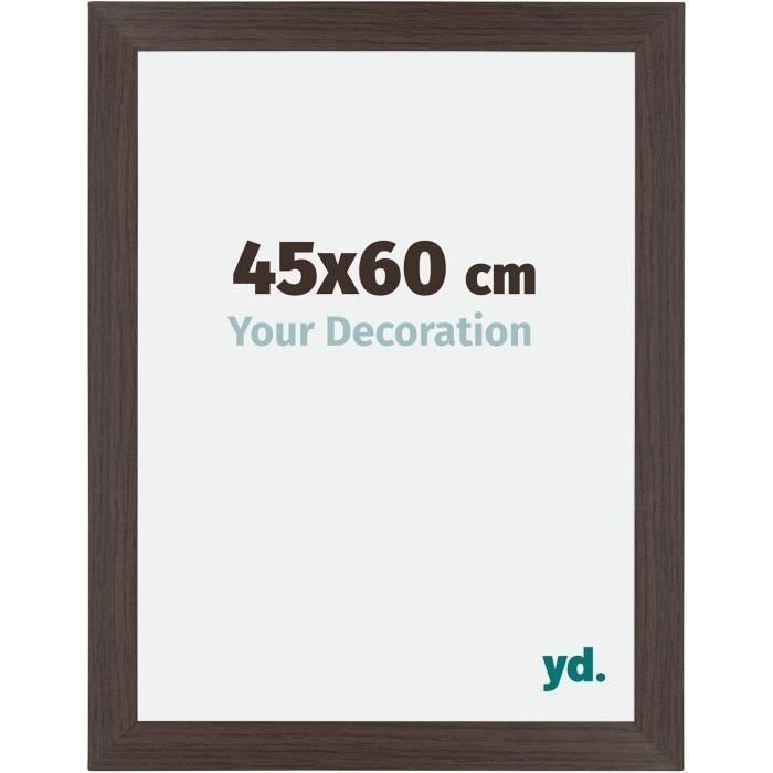Cadre photo en MDF avec verre acrylique anti-reflet - Your Decoration - 45x60 cm - Chêne Foncé ...