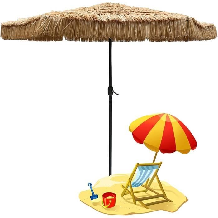 Parasol 2.7m - 8.86ft Grand Parapluie de Jardin hawaïen chaume Tiki ...