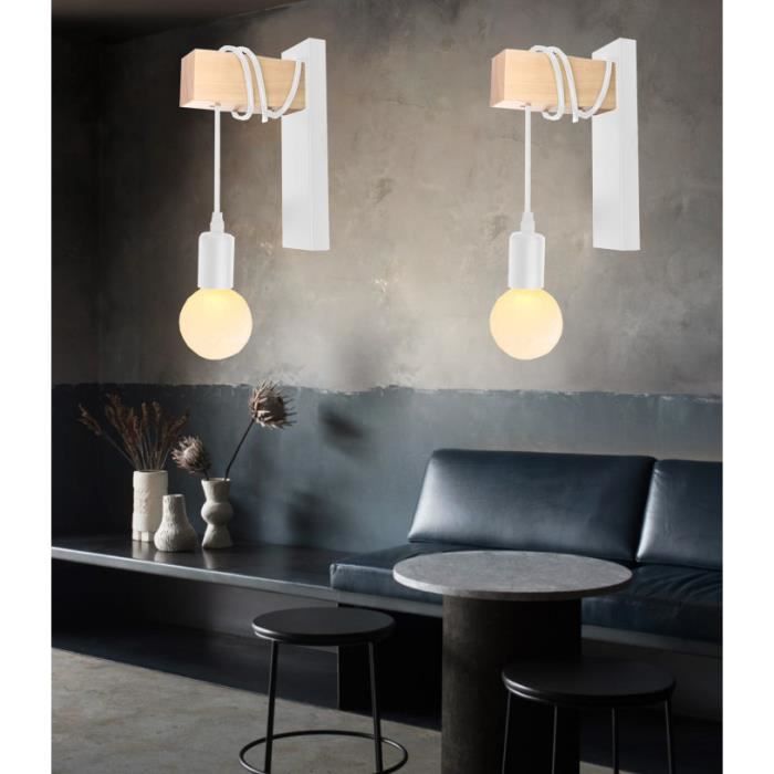 Fusion LOT DE 2 Applique Murale Intérieur moderne Bois Lampe en Fer ...