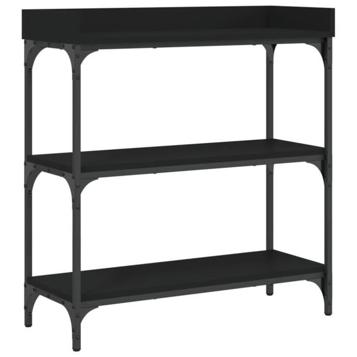 Table console avec étagères noir 75x30x80 cm-CIK7299215258310 - Cdiscount Maison