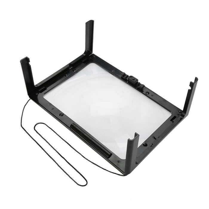 Cuque Loupe de lecture Loupe pleine page A4 ultra-mince pliable avec loupe 3X 4 lumières LED ...