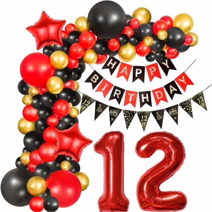 Decoration 12 Ans Anniversaire Fille 12 Ans Guirlande Ballons Rouge ...