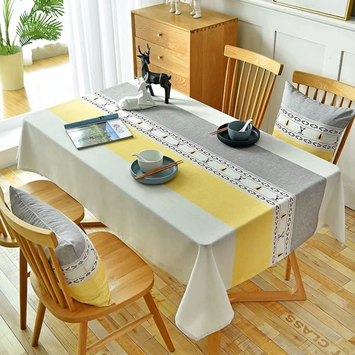 GOBRO Nappe de Table Rectangulaire Anti tache en Coton et Lin 130x180cm ...