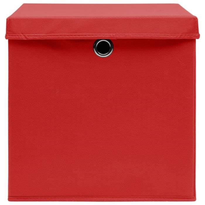 KIMISS Boîtes de rangement avec couvercles 10 pcs 28x28x28 cm Rouge-LEF ...