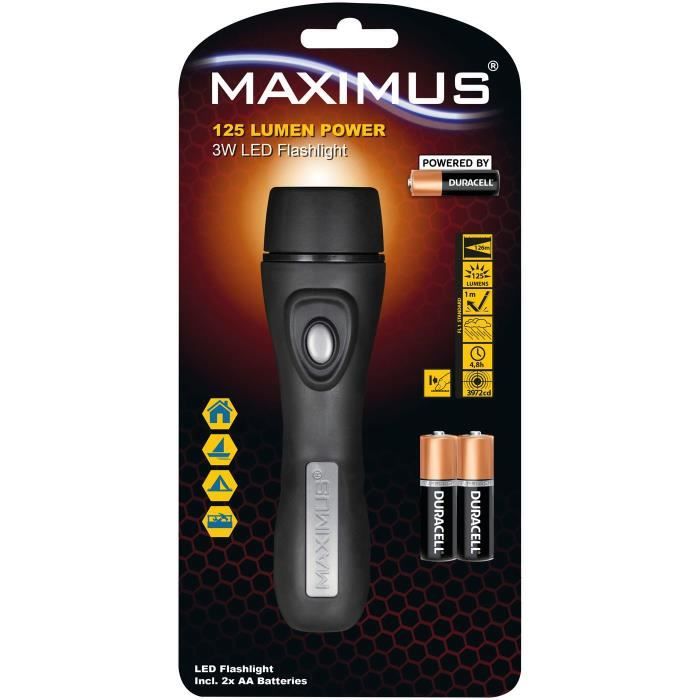 MAXIMUS Lampe torche ABS / gomme 125lm 3W - Cdiscount Bricolage