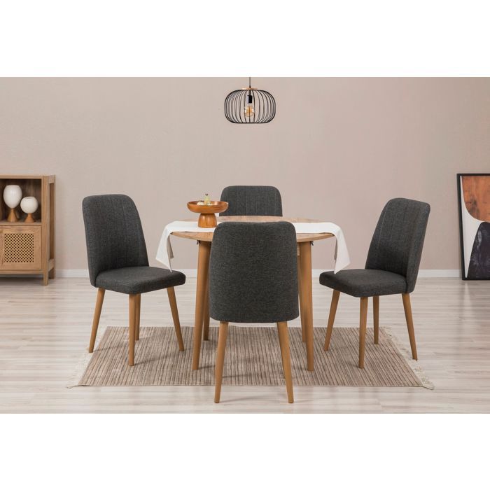 Set table ronde extensible - MENZZO - Malva - 4 chaises - Bois clair ...