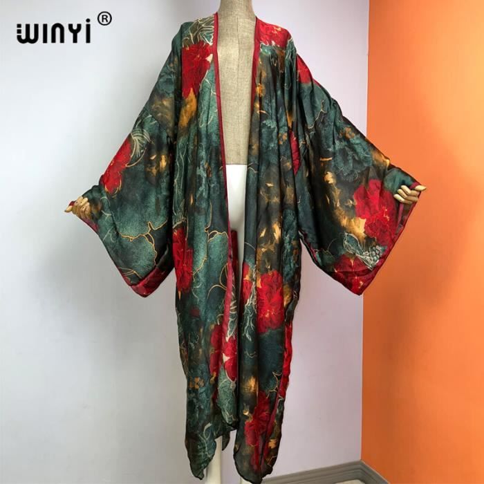 Robe de plage,WINYI-Cardigan imprimé à la mode pour femmes,robe longue ...