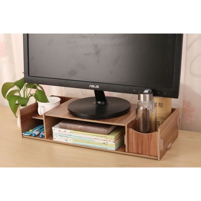 Support De Moniteur En Bois Réhausseur D'Écran Organiseur De Bureau ...