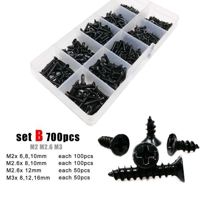 VIS,set B 700pcs--Kit D'assortiment De Vis En Bois Autotaraudeuses, M1, 1 M, 2 M, 4 M, 7 M, M2 ...