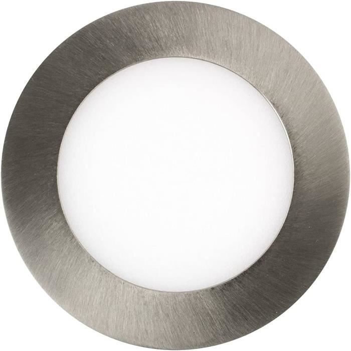 Dalle LED Downlight Spot Encastrable Ronde Extra-Plate 6W Argentée Coupe Ø 110 mm Blanc Froid ...