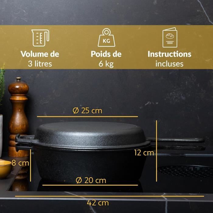 Casserole En Fonte 26 Cm Avec Panier De Fermentation - Compatible ...