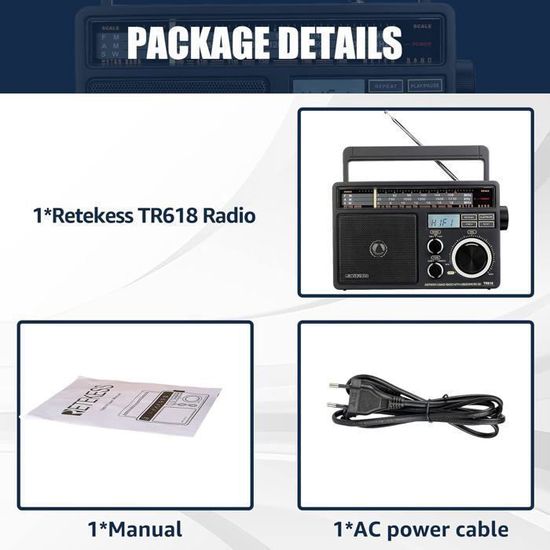 Retekess TR618 Poste Radio Portable, Radio Pile et Secteur, Transisitor ...