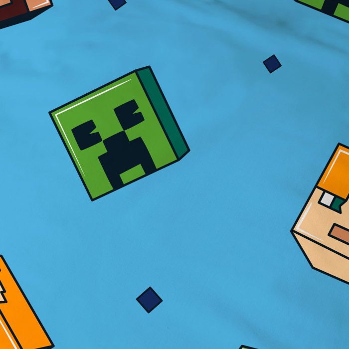 Parure de lit enfant 100% Coton - MINECRAFT UPDATE - Bleu nuit ...