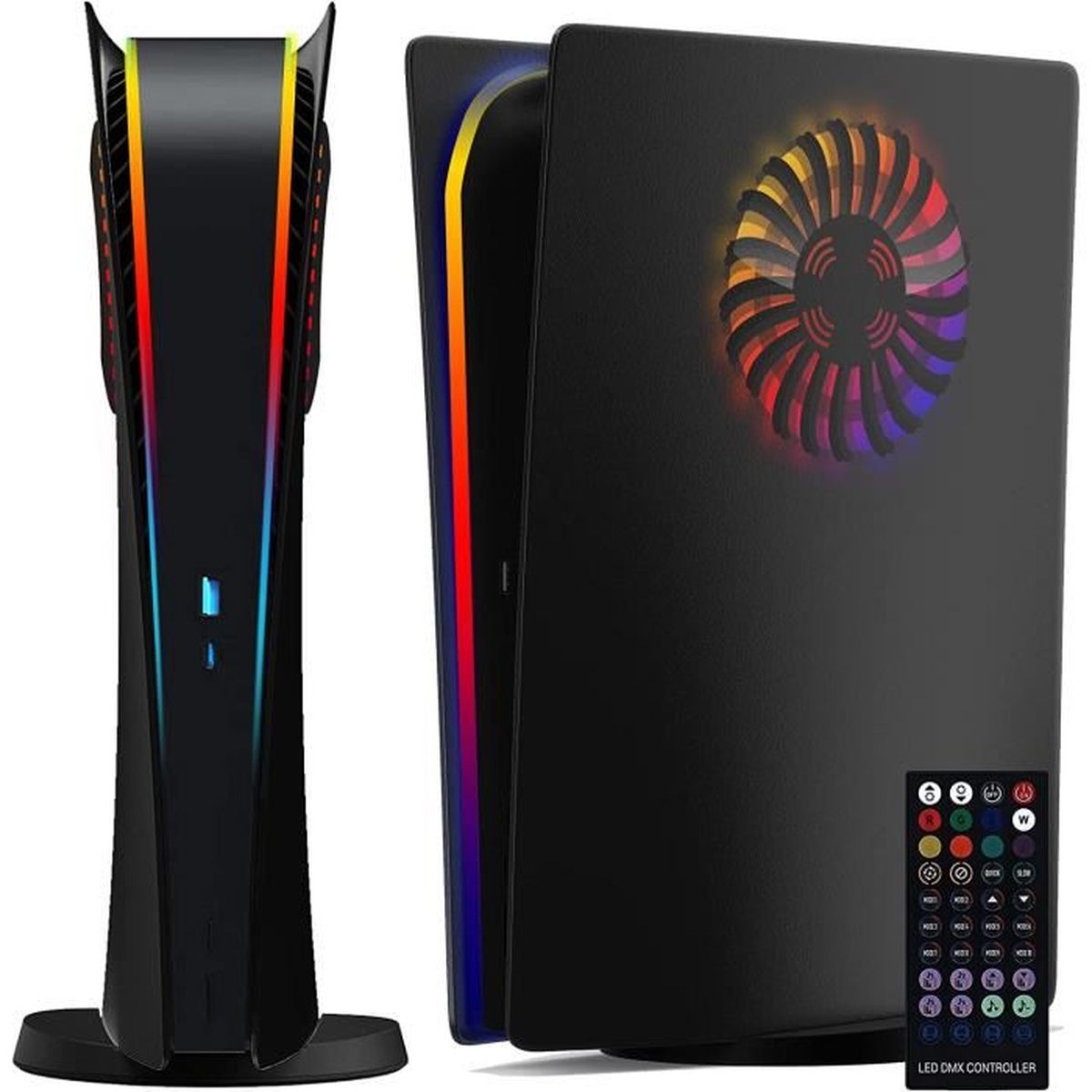 Façade Numérique PS5 Noire Mate avec Lumières LED pour Playstation 5 ...