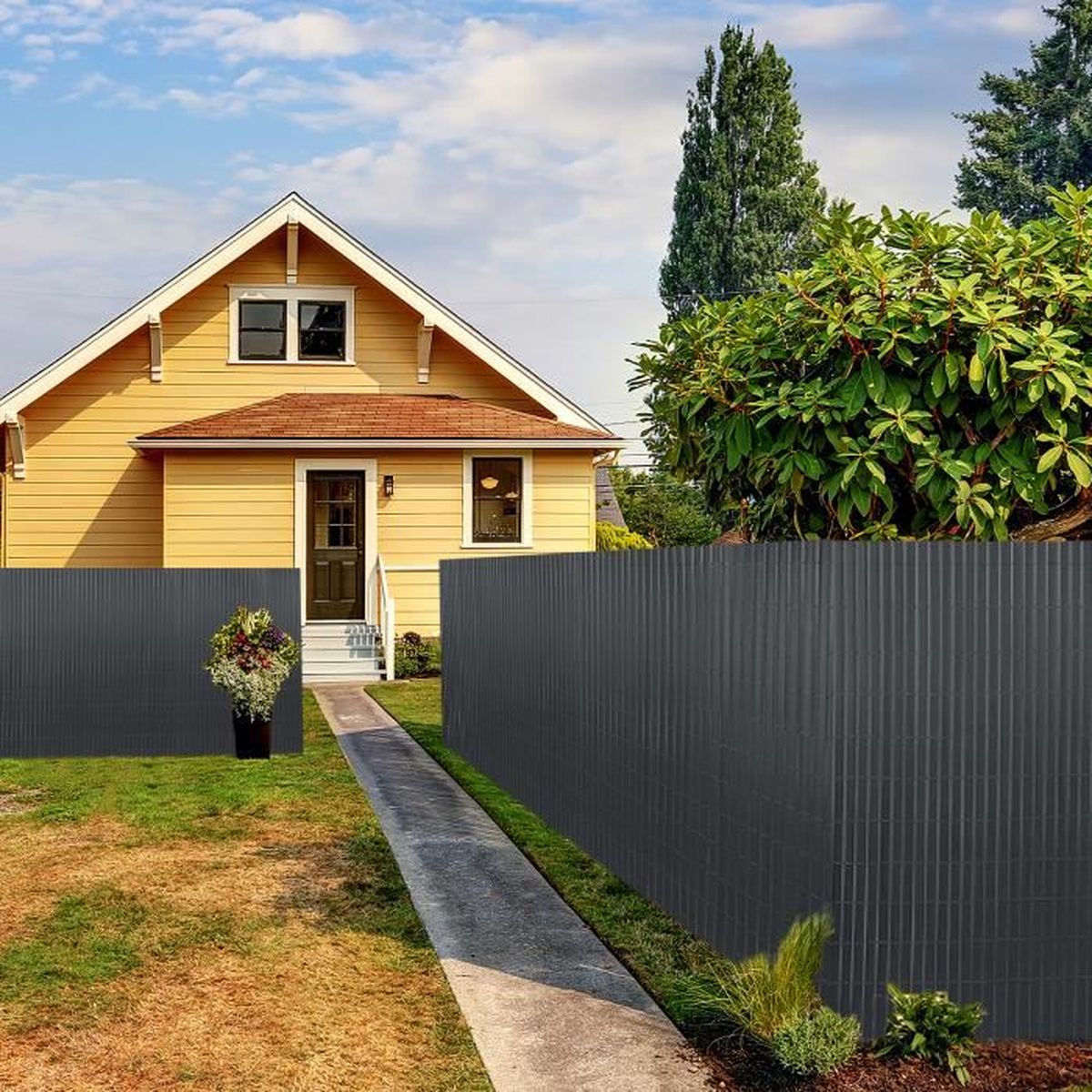 Clôture d'intimité en PVC - YRHOME - 180x600cm - Blanc - Anthracite ...