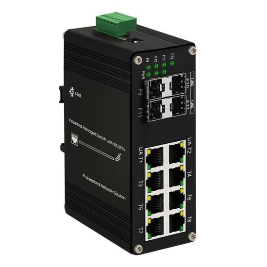 Non PoE 8GE 4SFP--Commutateur de fibre Ethernet industriel, rail DIN, commutateur Gigabit géré ...