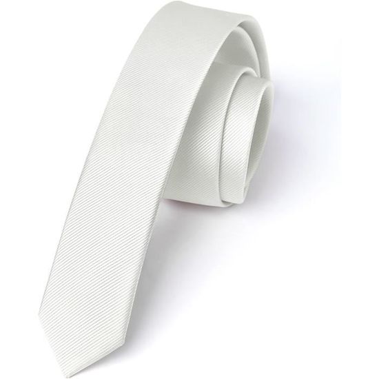 Cravate Homme 4CM Étroit Cravate Fine en Soie de Couleur Unie Mariage ...