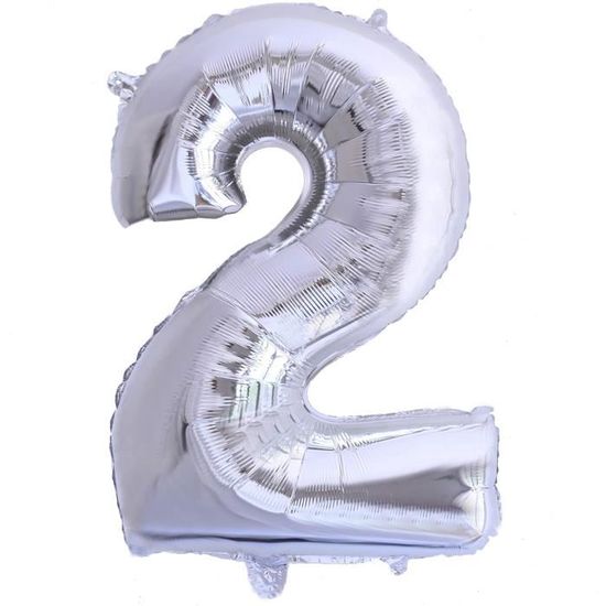 Ballon Numéro 2 Argent Ballon Géant Chiffre Argenté Fêtes Anniversaire ...