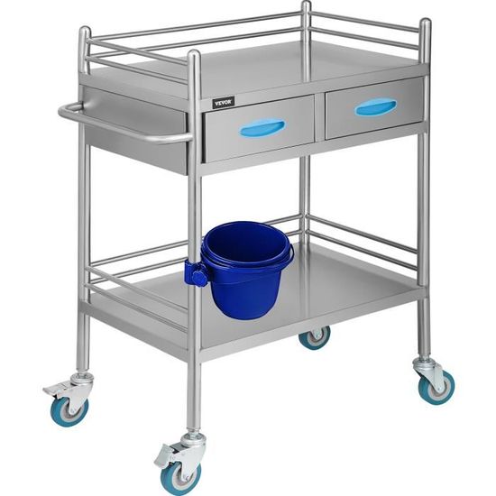 Chariot Médical de Laboratoire - VEVOR - Chariot en Acier Inox 2 ...