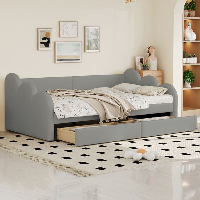 Lit 90x200 cm Canapé-lit Lit banquette avec 2 compartiments de ...