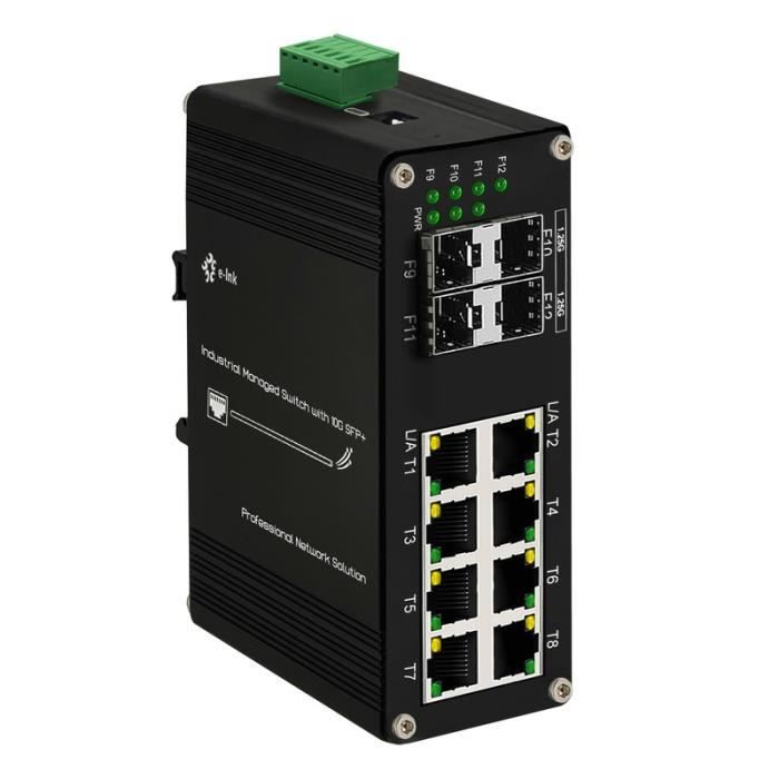 Non PoE 8GE 4SFP--Commutateur de fibre Ethernet industriel, rail DIN, commutateur Gigabit géré ...