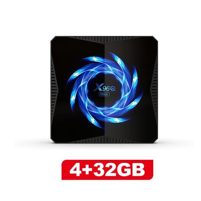 EU Plug - 4G 32G - Boîtier TV X96Q MAX, Android 10, H616 Quad Core, 2.4-5G, WiFi, Bluetooth, 4K ...