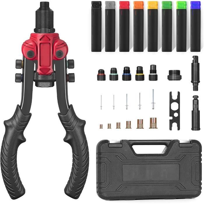 Pince à riveter 3 en 1 - Lot de 6 goupilles métriques et SAE comprenant 60 écrous à riveter - 50 ...