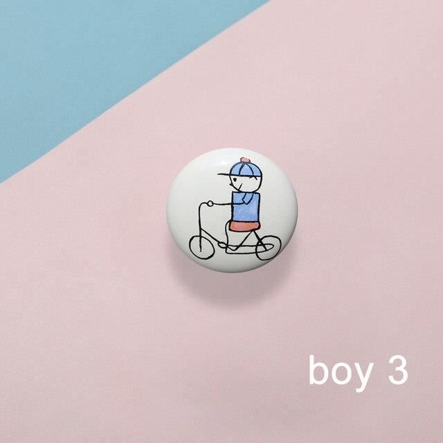 Garçon 3 - poignée de garde robe ronde en céramique pour chambre'enfant ...