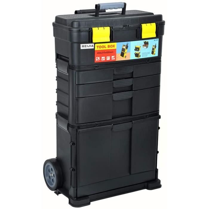 Boîte à outils à roulettes robuste avec poignée rétractable 3 en 1 ...
