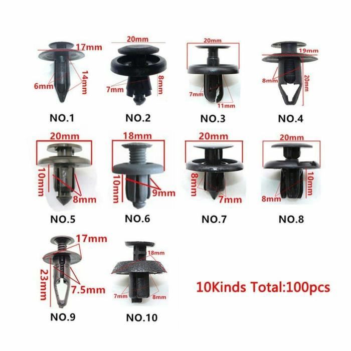 Boulon - Écrou,Jeu de Rivets de vis de coffre 100x, pour garde boue de ...