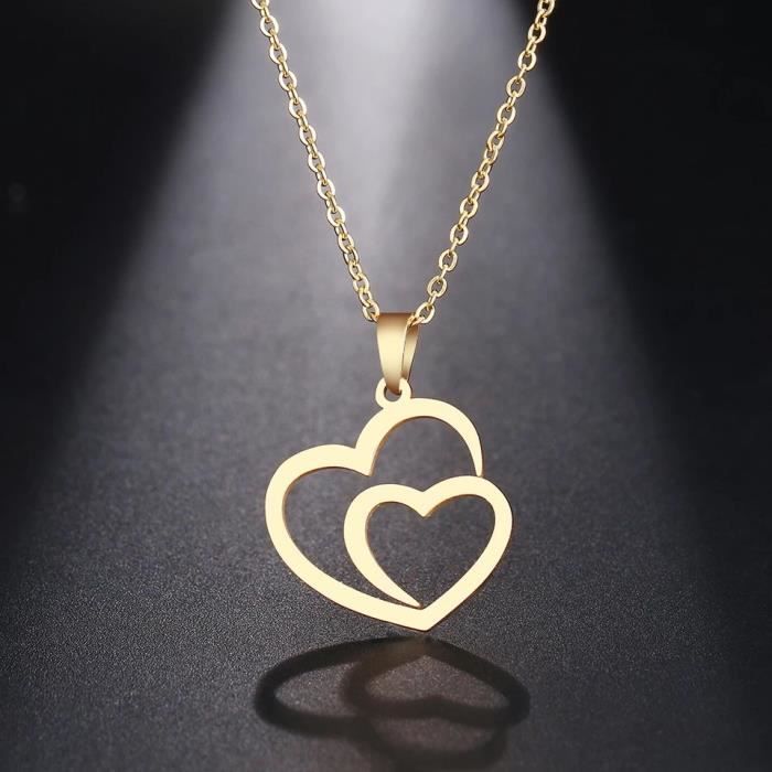 Collier coeur doré pendentif cadeau saint valentin amour fete ...