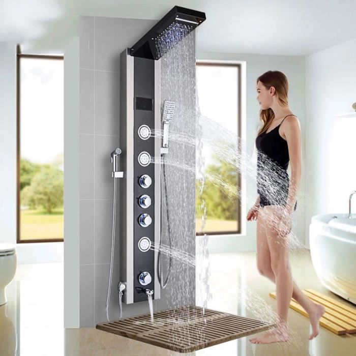 JULLYBATHEVY Panneau Colonne de Douche LED - Pluie Cascade Douche ...